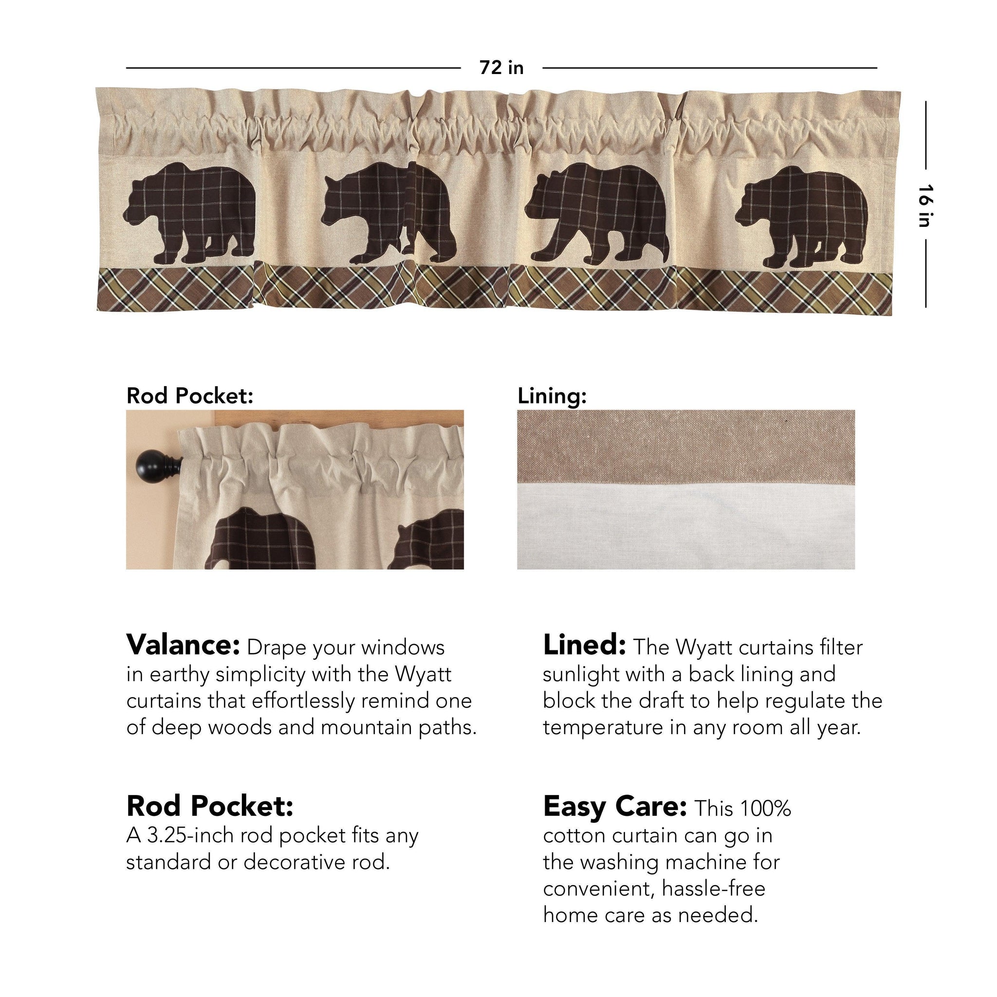 Wyatt Bear Valance Curtain Online - The Fox Decor