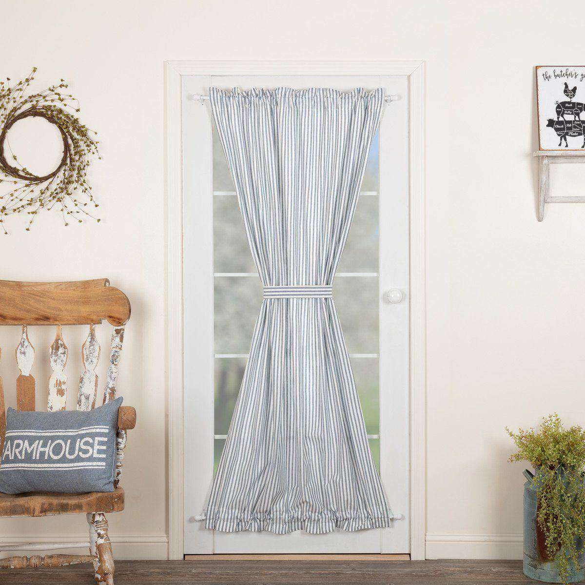 Sawyer Mill Charcoal/Blue/Red Ticking Stripe Door Panel 72"x40" - The ...